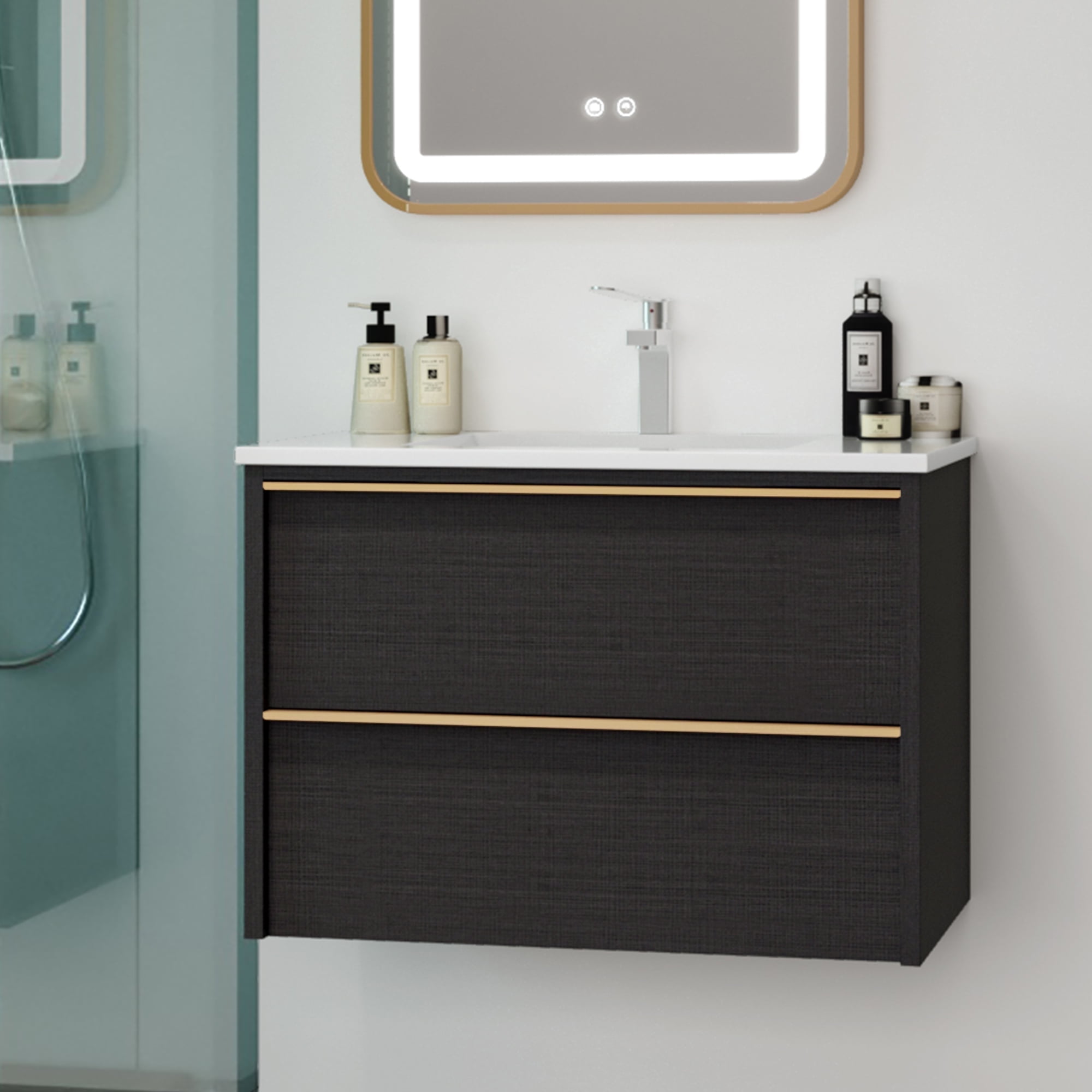 30" Bathroom Floating Vanity, Modern Bathroom Vanity with 2 Drawers and ...