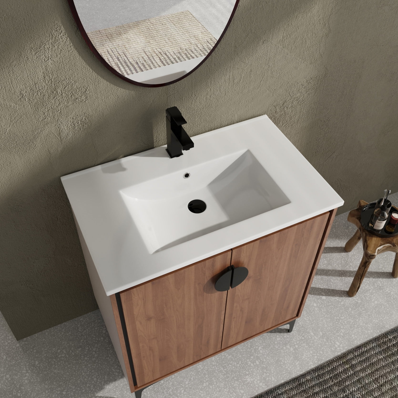 30" Bathroom Vanity, 2 - door Engineered Wood Freestanding with Sink ...