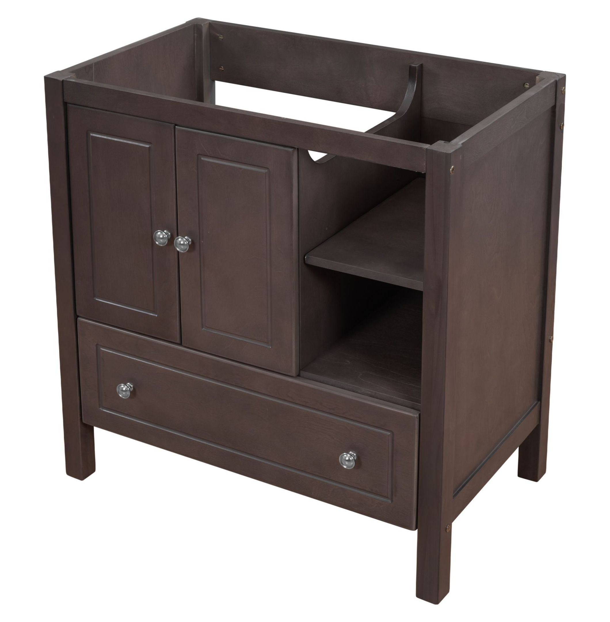 30" Bathroom Vanity Base Only; Solid Wood Frame; Bathroom Storage ...