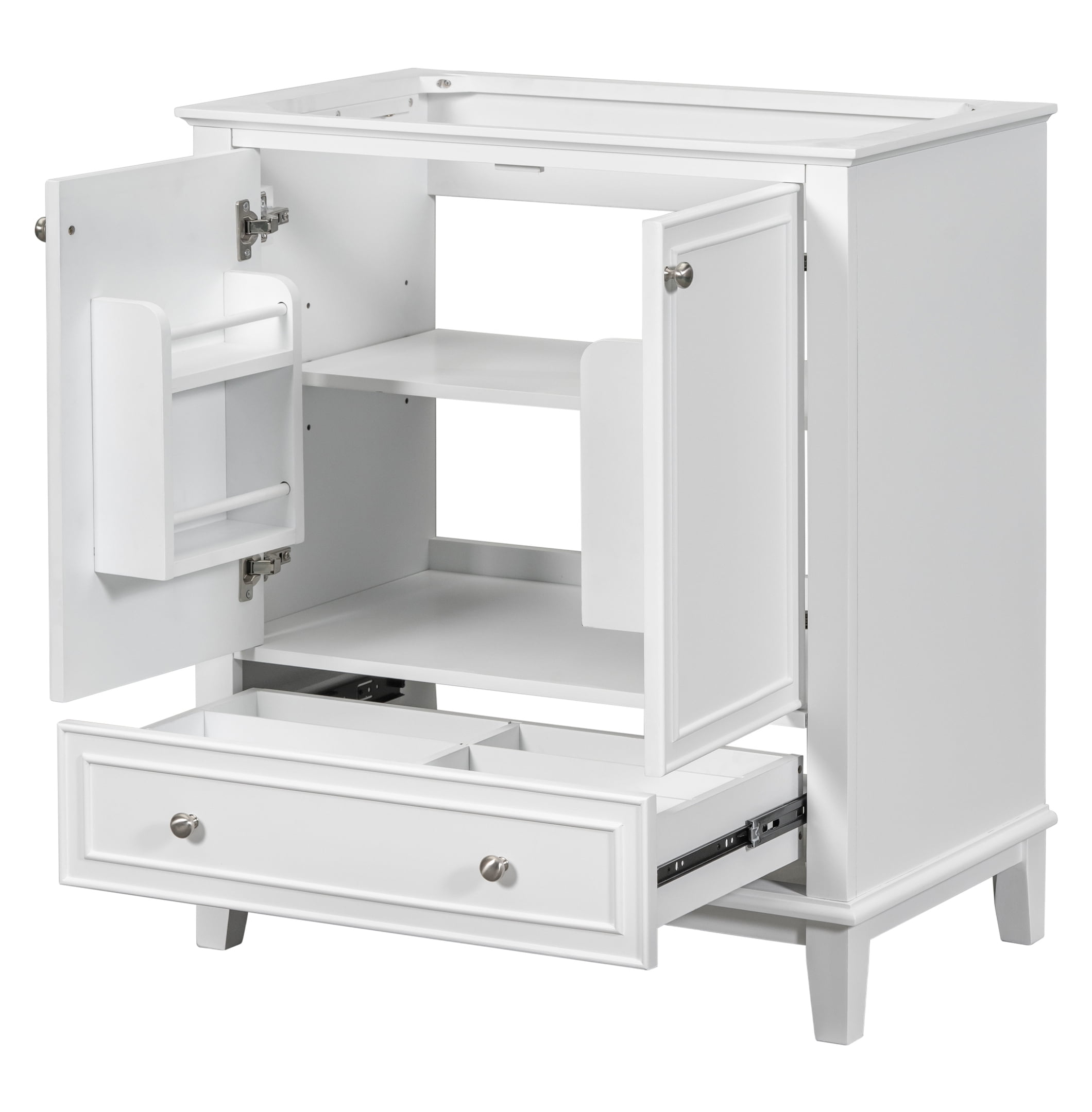 30" Bathroom Vanity Base - White Modern Cabinet w/ Doors & Drawer ...