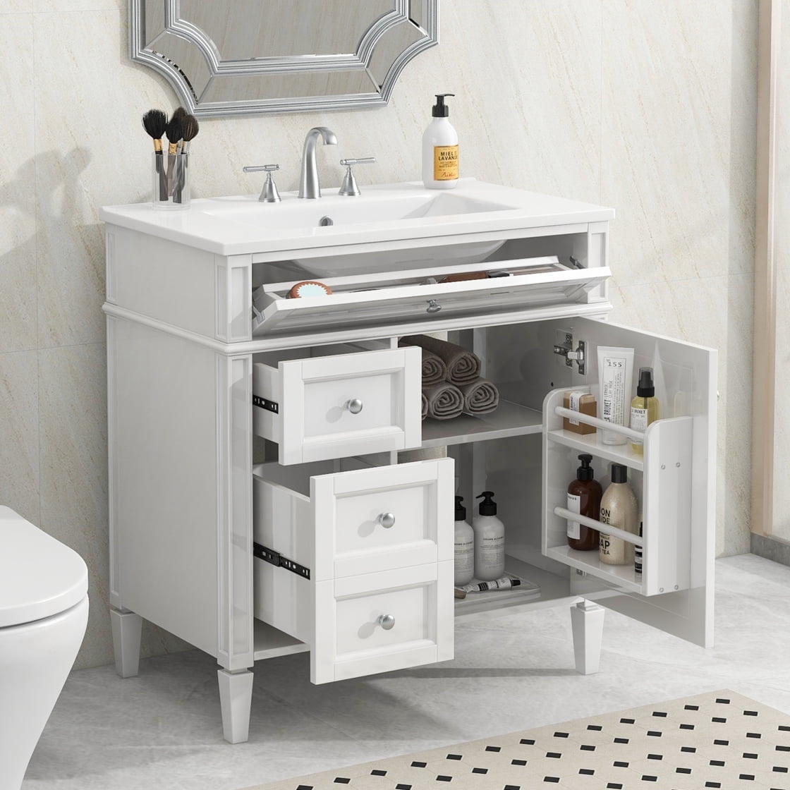 30'' Bathroom Vanity with Ceramic Sink Combo, Modern Bathroom Storage ...