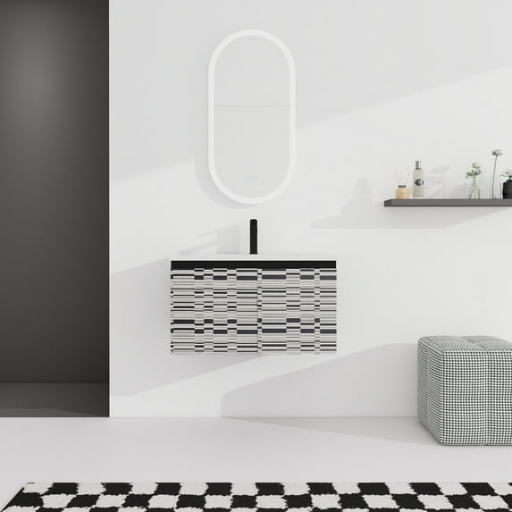 30'' Bathroom Vanity, High Quality Plywood, Pre-Drilled Ceramic Sink ...