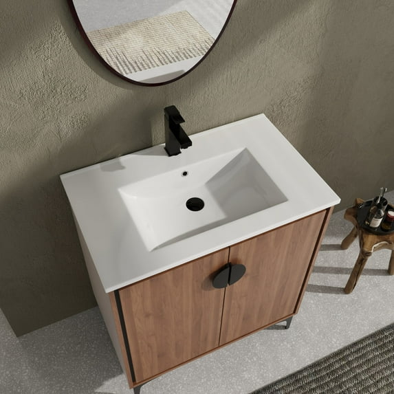 30" Bathroom Vanity Set, Engineered Wood Construction, Ceramic Filler ...
