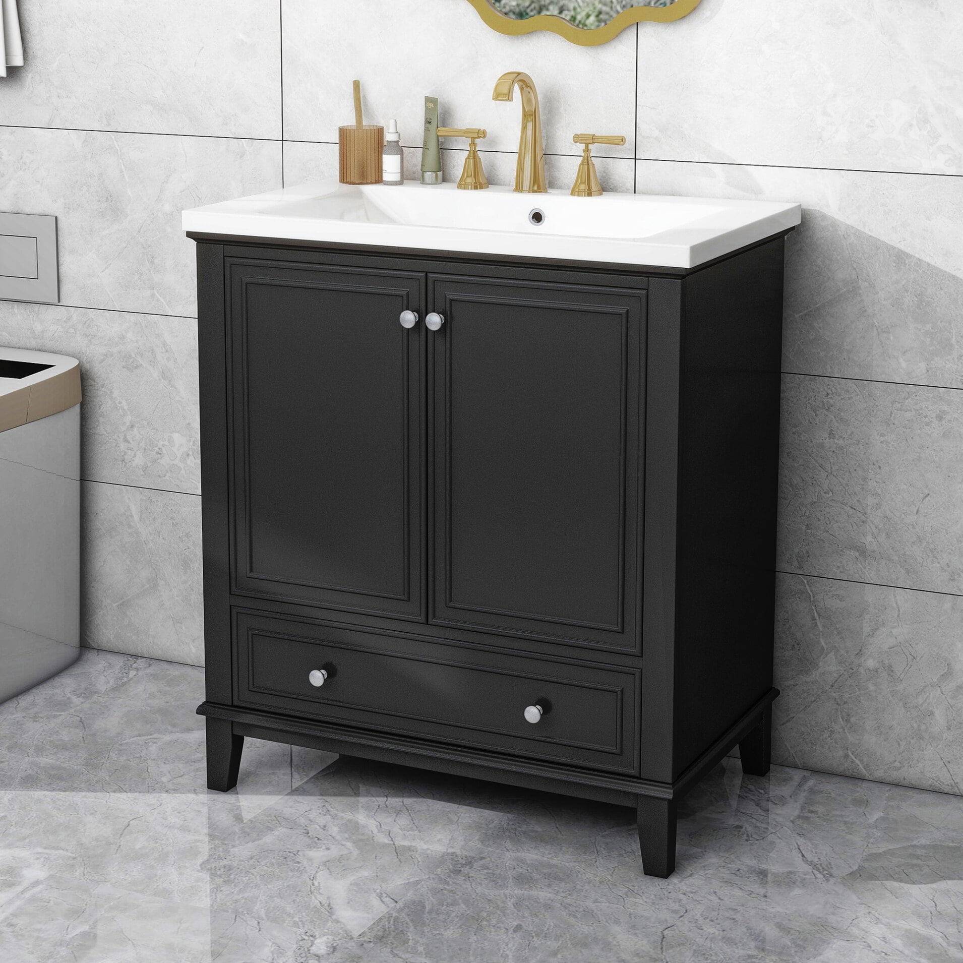 30" Bathroom Vanity with Single Sink Combo, Modern Undermount Bathroom ...