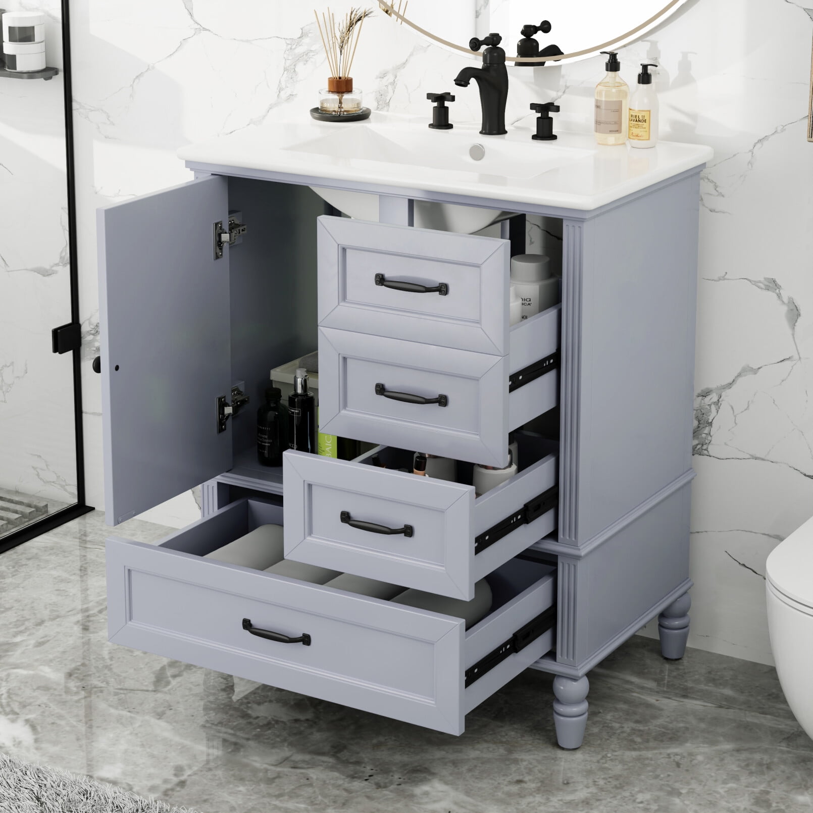 30" Bathroom Vanity with Sink, Modern Bathroom Cabinet Storage Cabinet ...