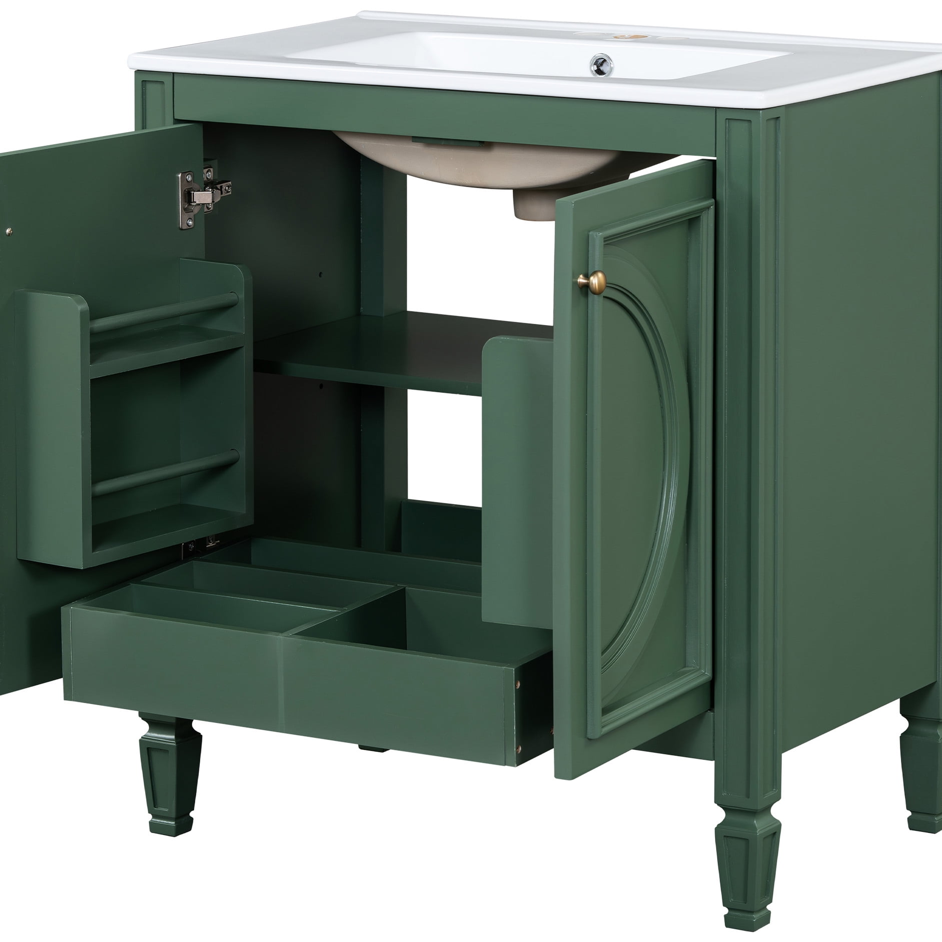 30" Bathroom Vanity With Sink, Vintage Design, Rust- Hinges - Plentiful ...
