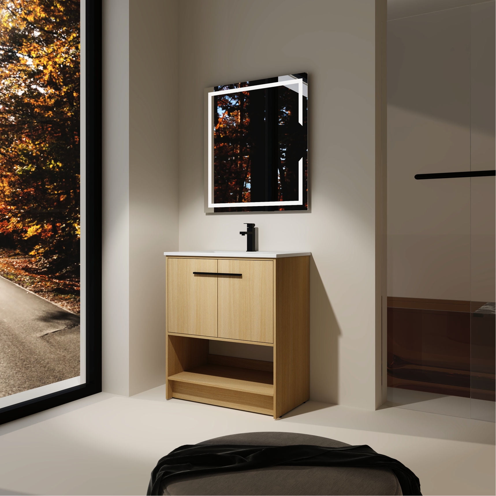 30" Bathroom Vanity in American Design, Plywood Construction, Ceramic ...