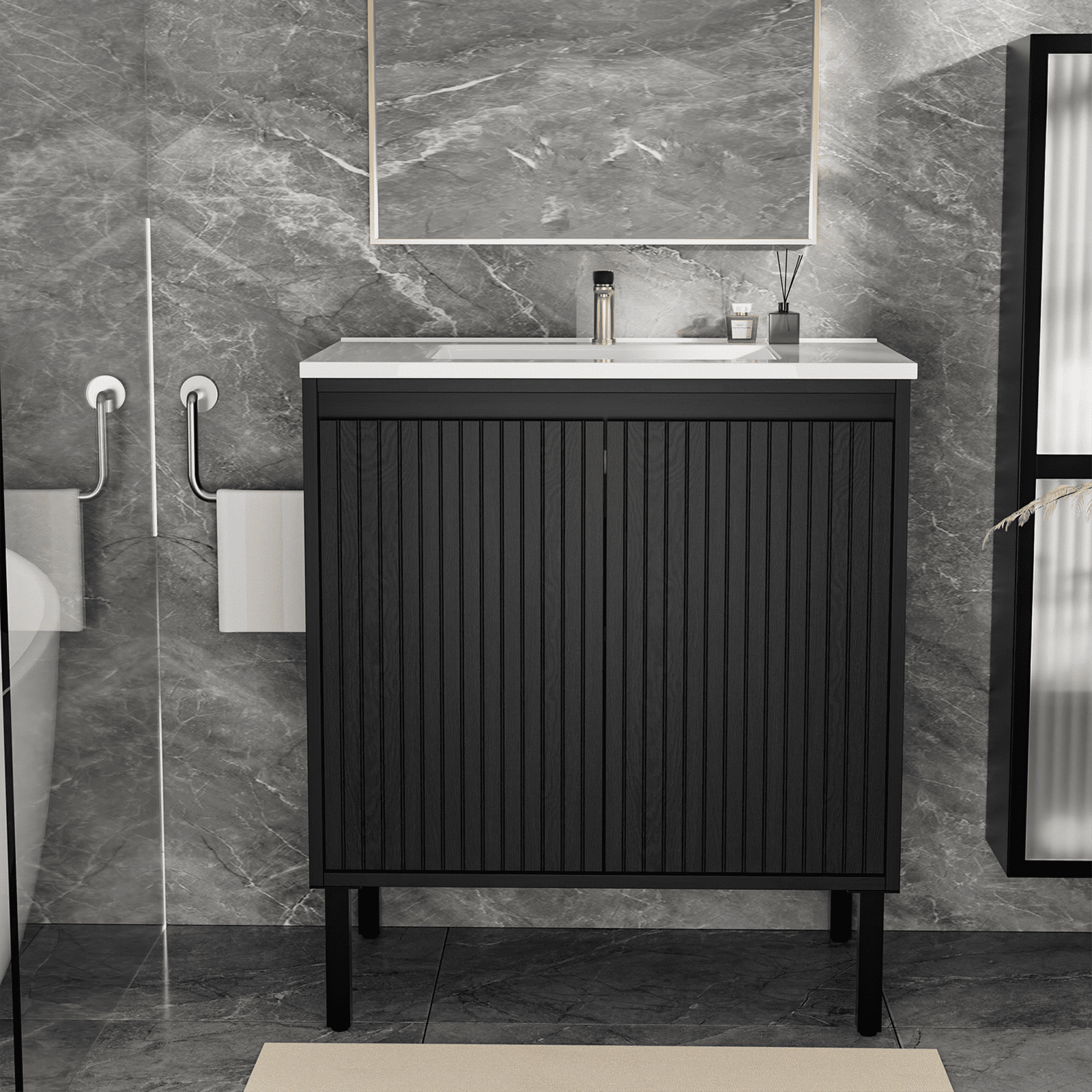 30"Bathroom Vanity w/Sink, Floor - Standing Structure for Stability ...