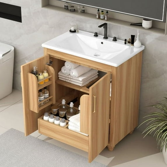 30" Bathroom Vanity with Sink Combo, Multi-functional Bathroom Cabinet ...