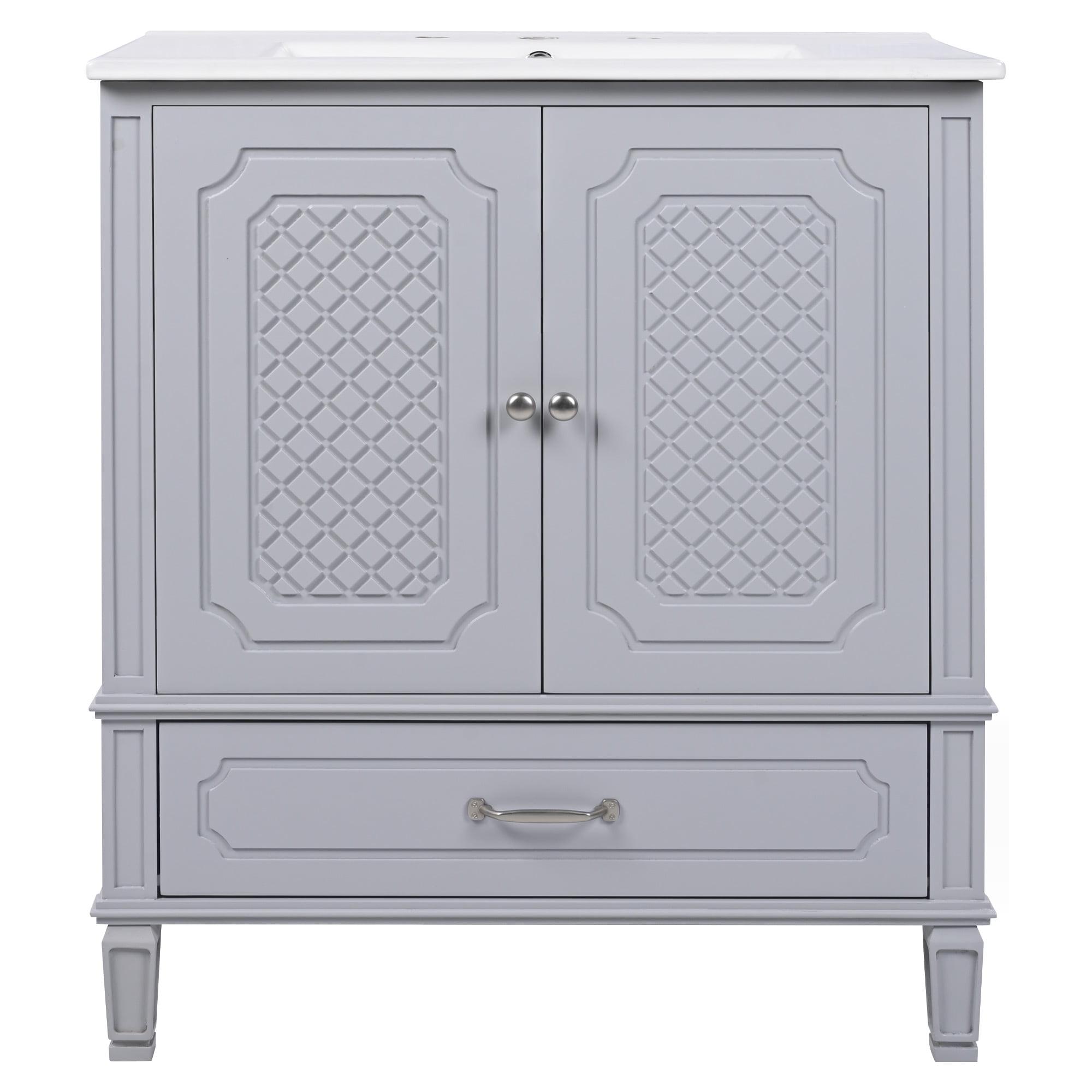 30" Bathroom Vanity with Sink Vintage Style, Multi-functional Storage ...