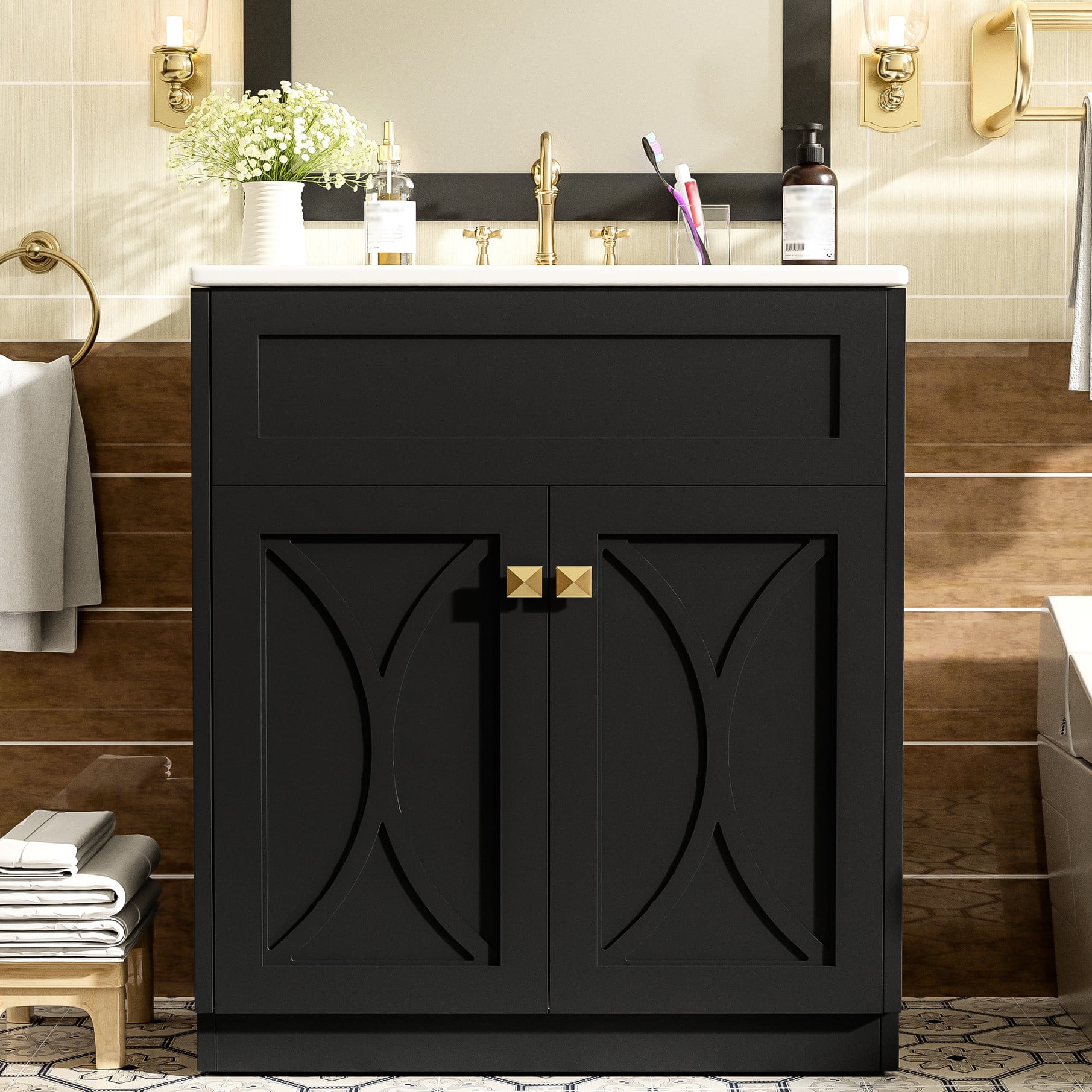 30" Bathroom Vanity with Smooth Rack Slide | Modern Style for Bathroom ...