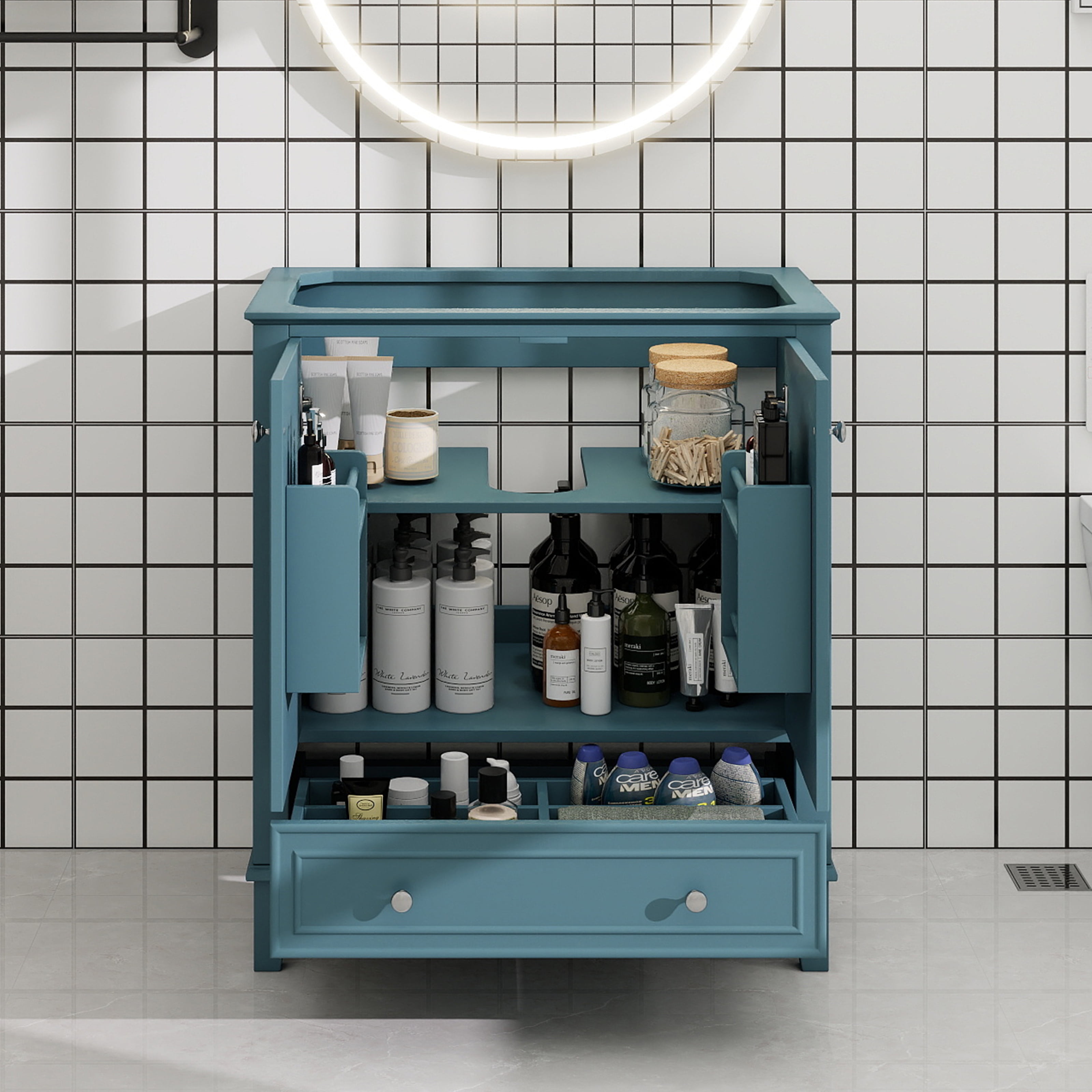 30" Bathroom Vanity without Sink, Base Only, Multi-functional Bathroom ...