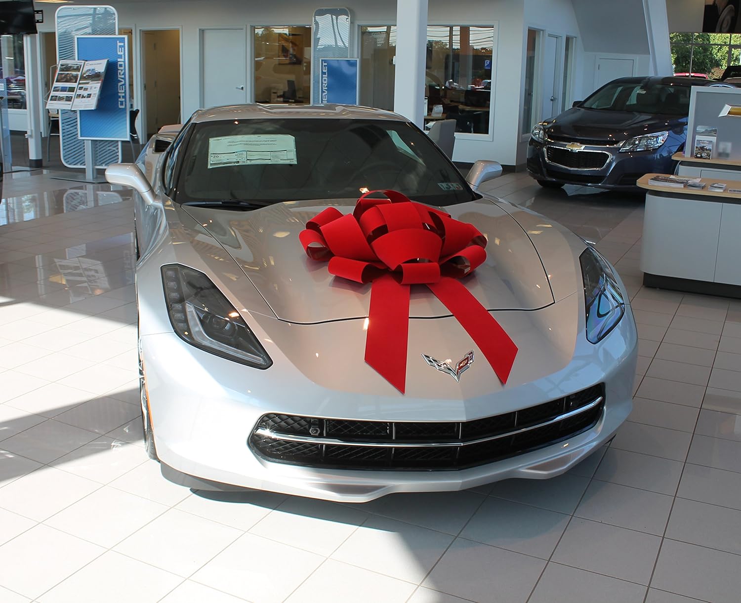 30" Big Red Velvet Magnetic Car Bow - Made in USA - Walmart.com