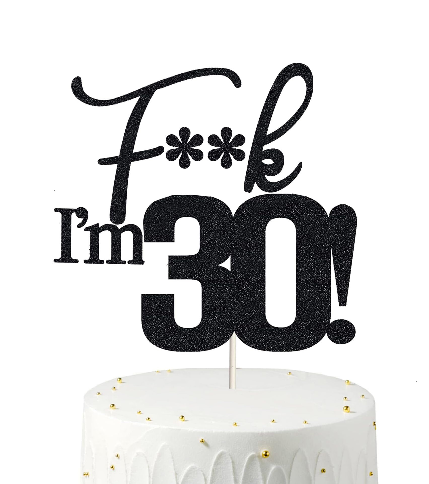 30 Birthday Cake Toppers-Black Glitter, Funny 30th MDH1Cake Topper for ...