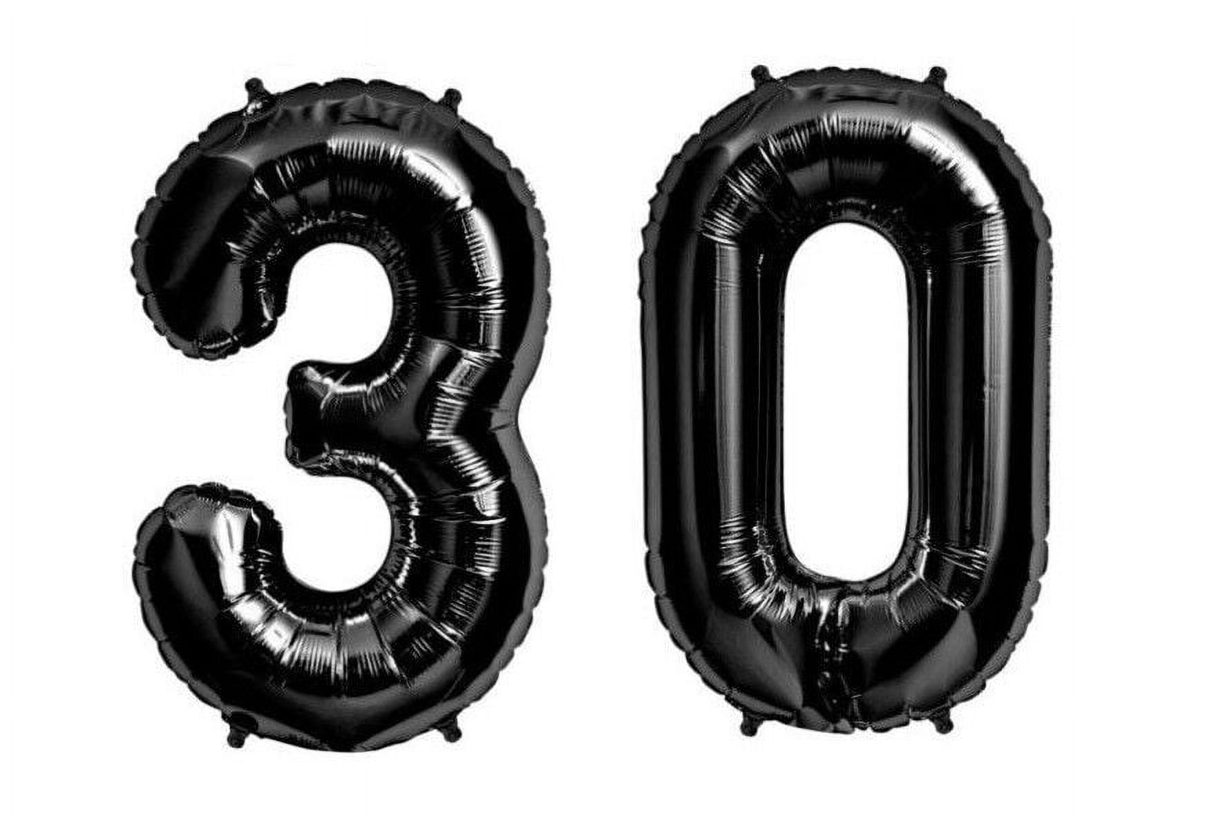 30 Black Foil Number Balloons Photo Shoot 30th Birthday Float Helium ...