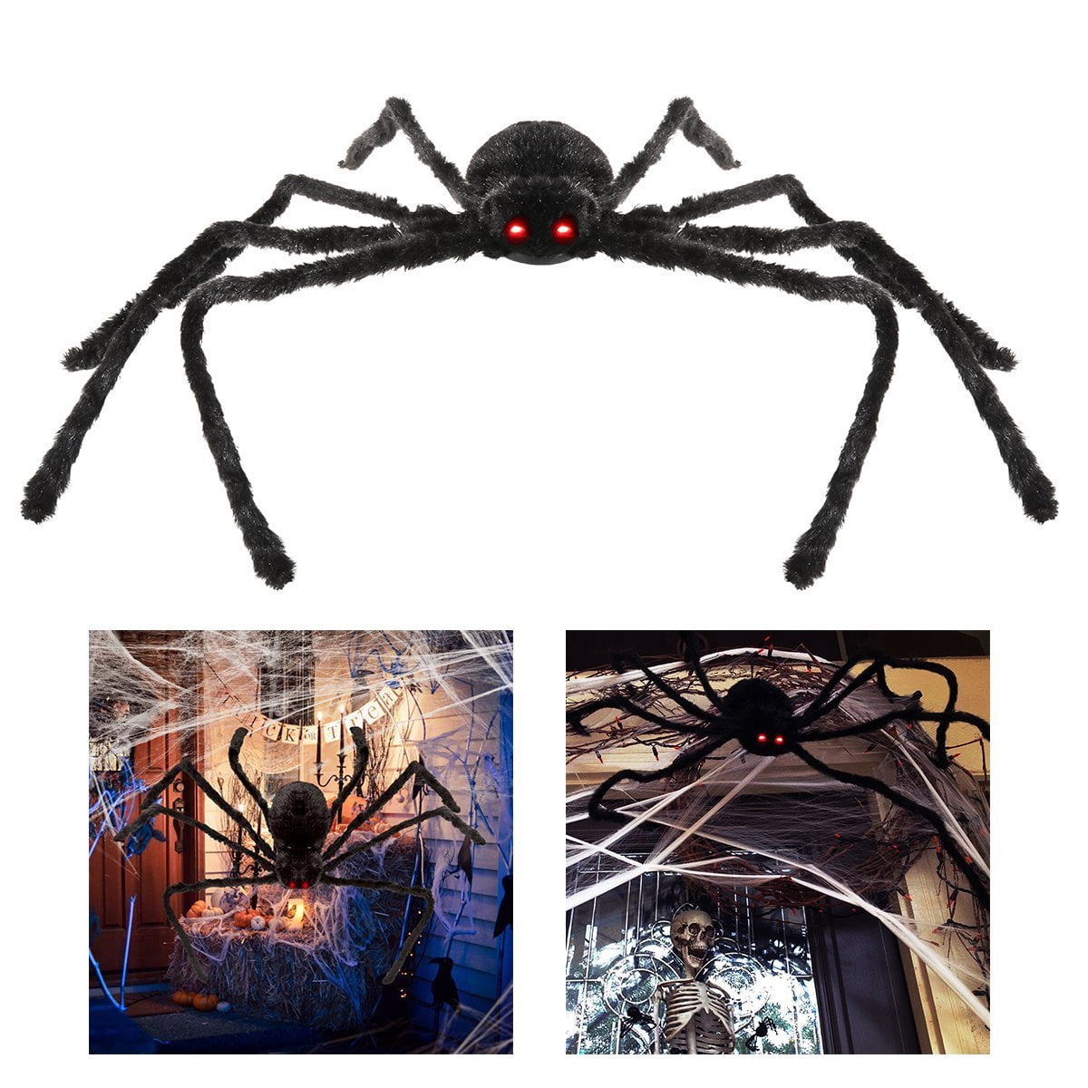 "30"" Giant Black Spider Plush Toy, Realistic Halloween Decor, Indoor ...