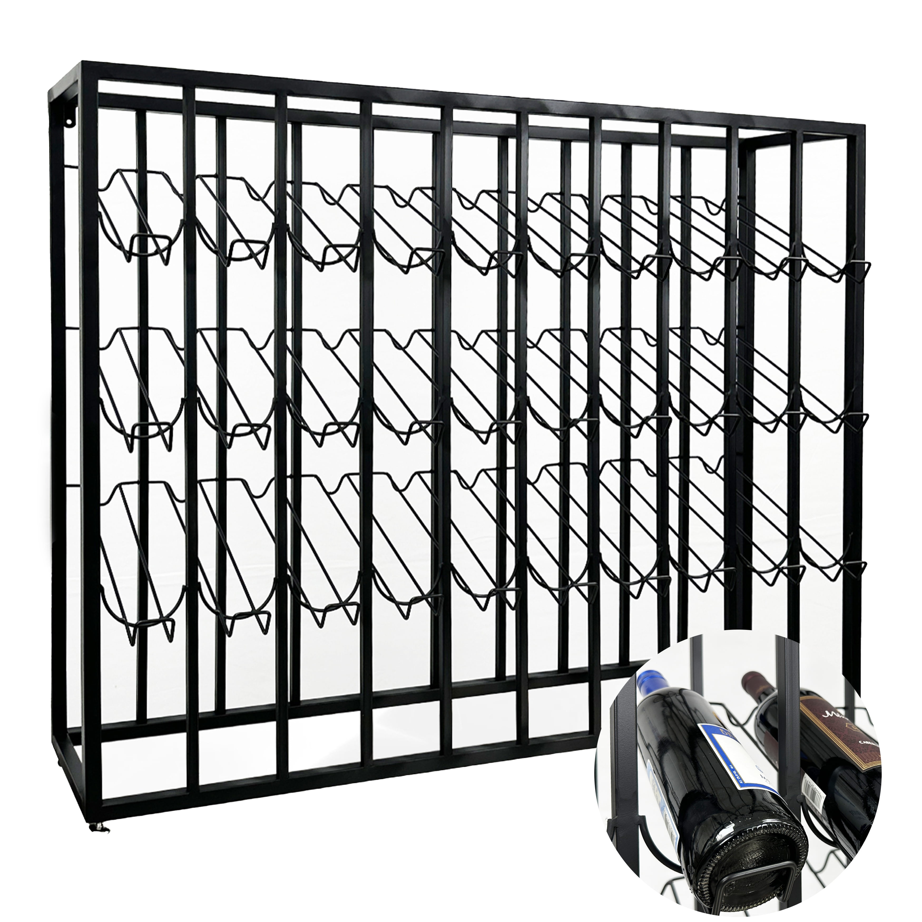 30 Bottles Metal Wine Display Rack, Commercial Wine Rack Three Tier ...
