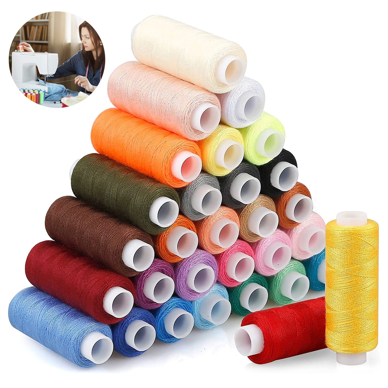 30 Brother Colors, EEEkit Polyester Machine Thread Kit, 250 Yards Per ...
