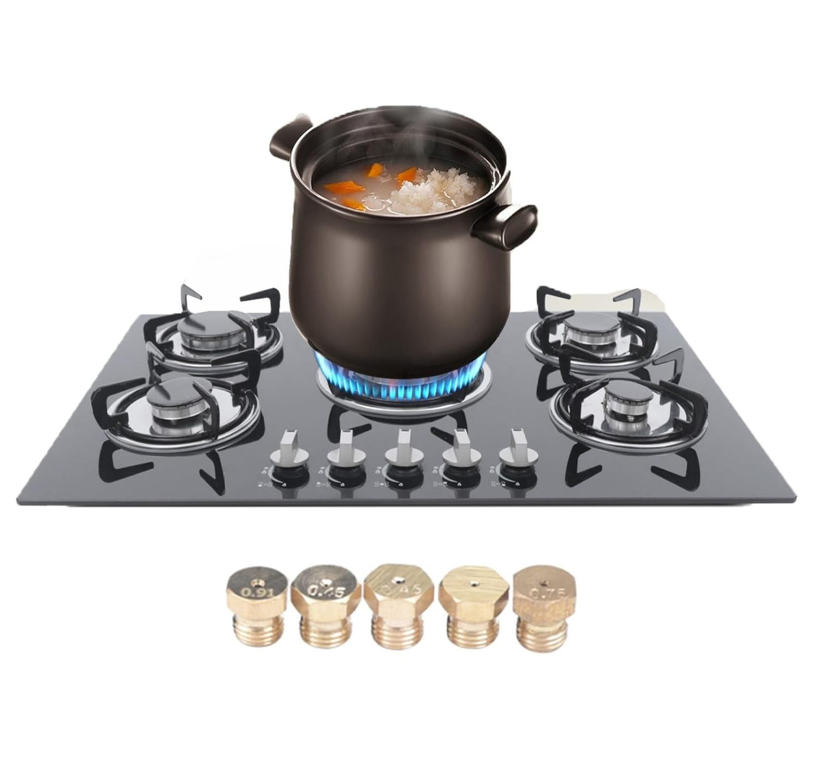 30” Built-in Gas Cook Cooktop Stove LPG/NG Gas 5 Burners Multi-Function ...
