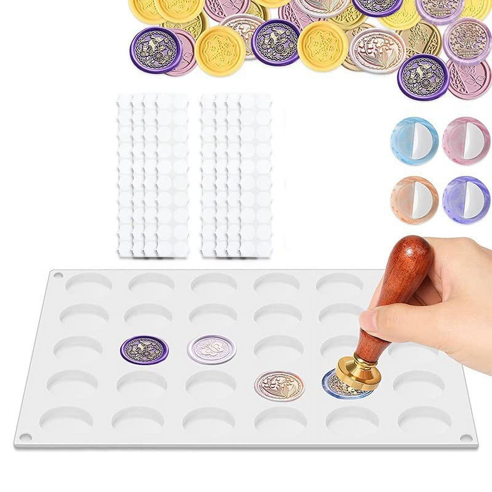30-Cavity Wax Seal Stamp Mat, Silicone Seal Mold with 160 Transparent ...