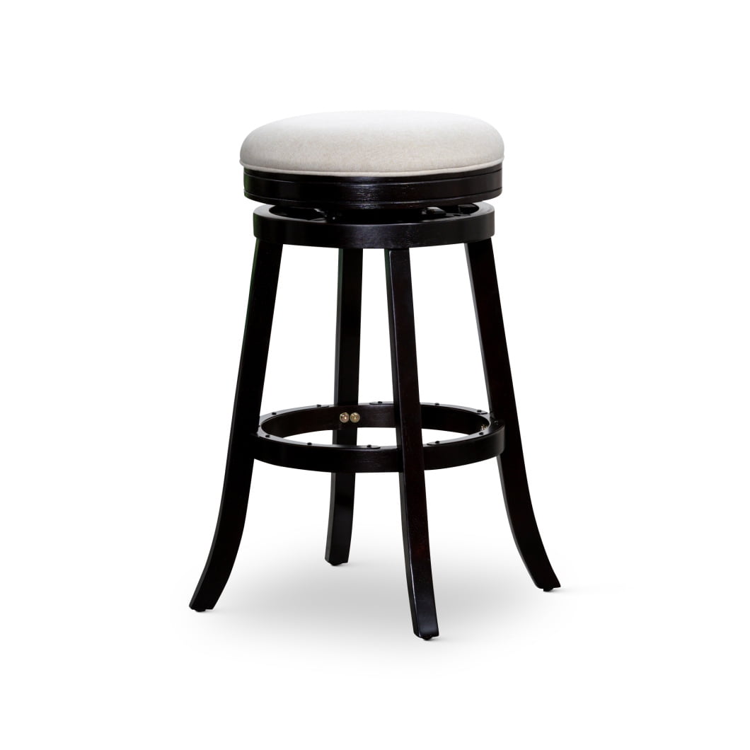 30" Classic Swivel Bar Stool With Soft Cushion and Foot Rest, Round ...