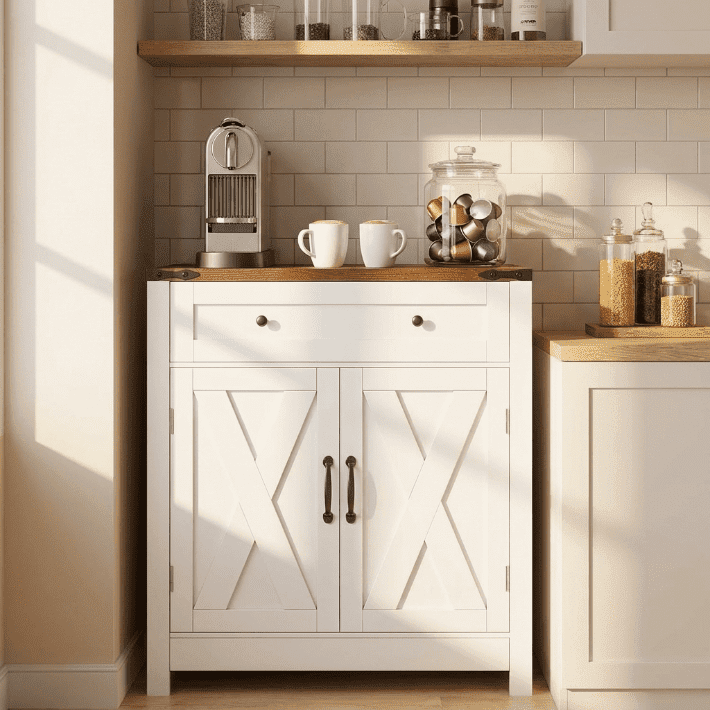 30" Coffee Bar Station Cabinet, Kitchen Storage Sideboard with Drawer ...