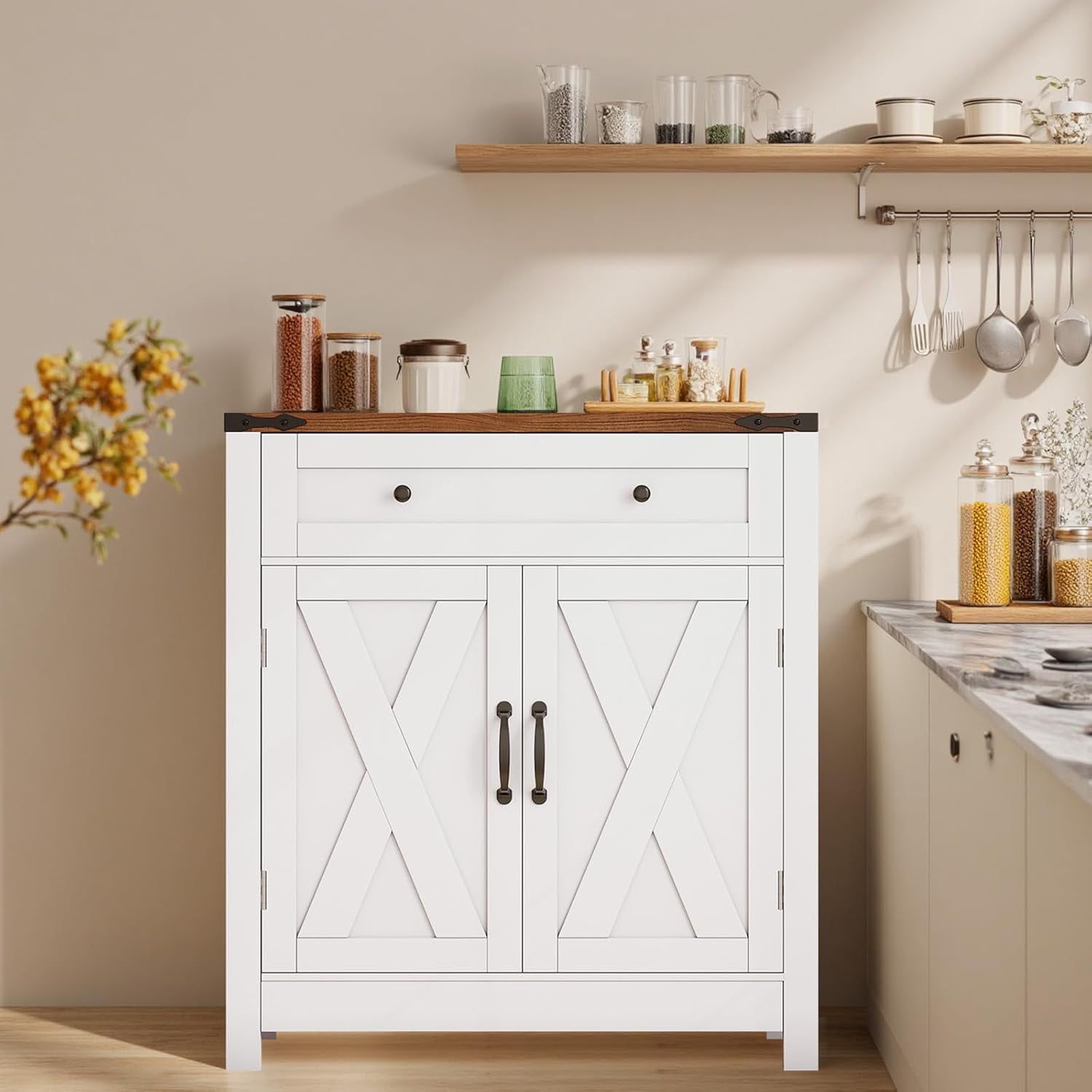 30" Coffee Bar Station, Kitchen Sideboard Buffet Cabinet with a Drawer ...