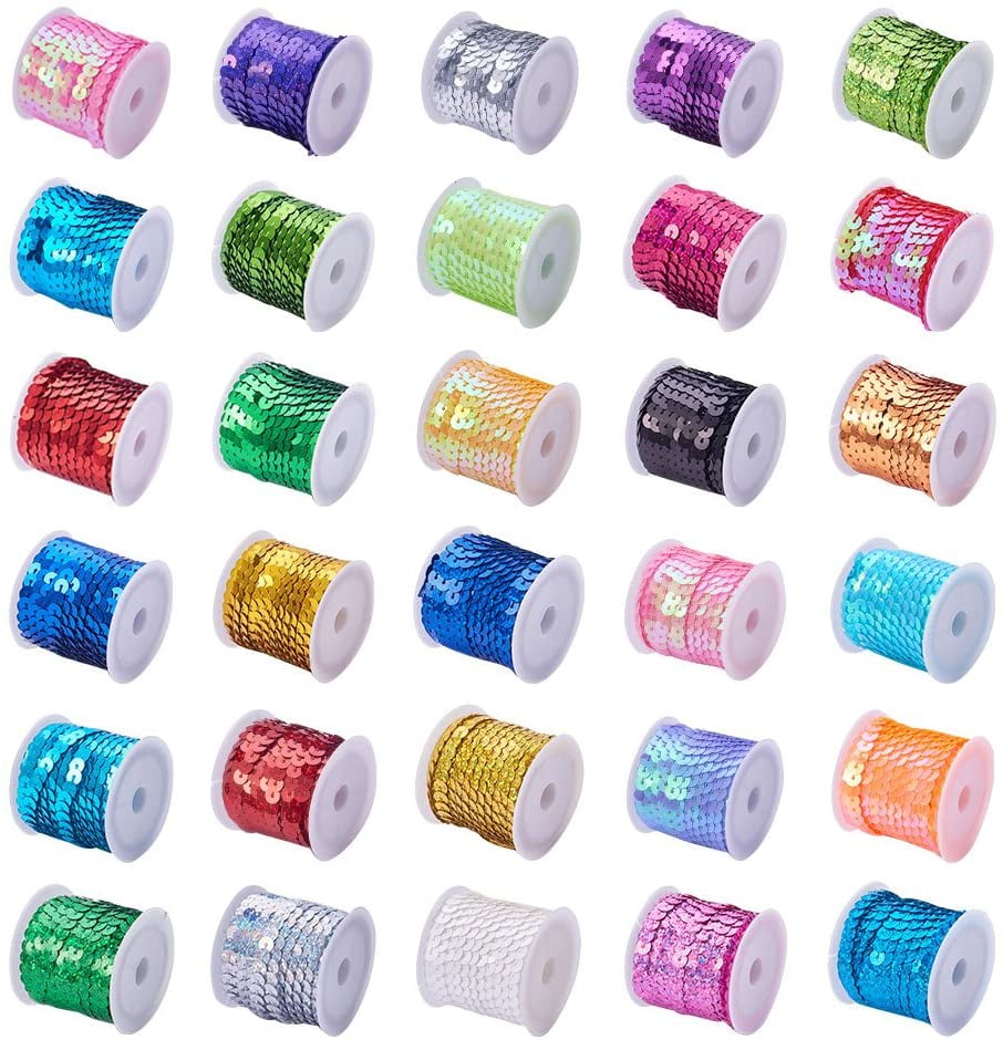 PH PandaHall 30 Color Spangle Flat Sequins 6mm Paillette Trim Spool ...