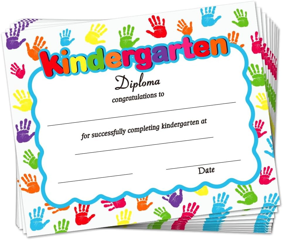 30 Colorful Handprints Certificate of Achievement Completion Award ...