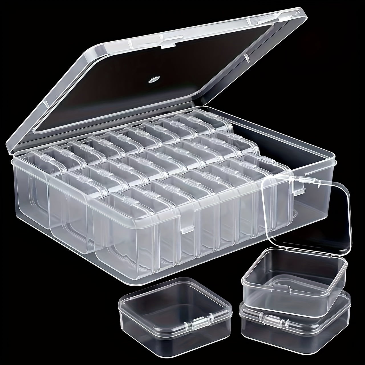 30-Compartment Clear Plastic Organizer Box with Bonus Small Storage Containers - Perfect for ...