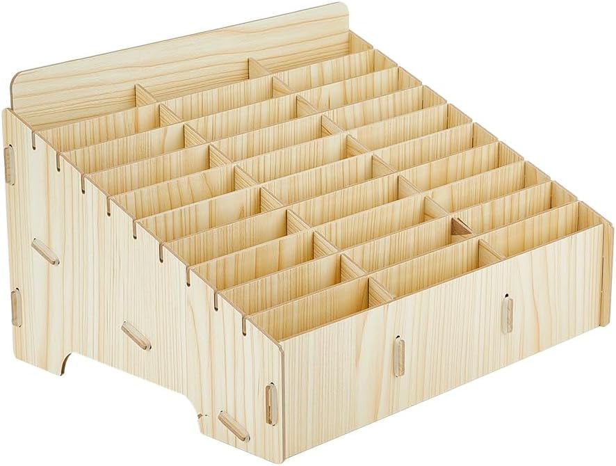 30 Compartments Wooden Cell Phones Storage Box Mobile Phones Holder for ...