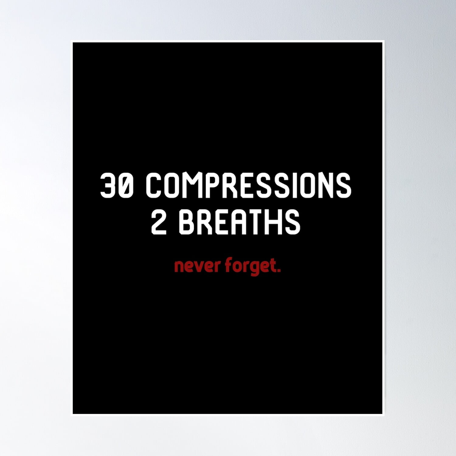 30 Compression 2 Breaths Never Forget Cpr Life For Life Poster Wall Art ...