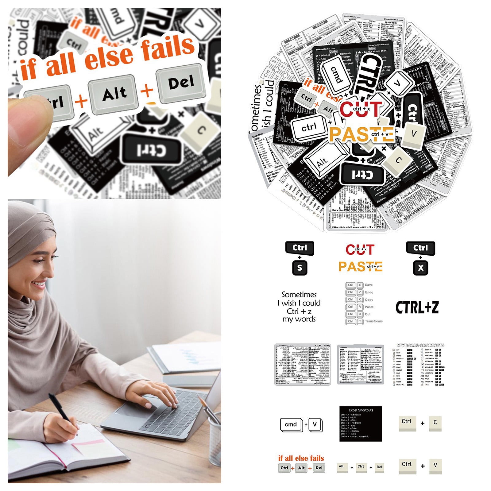 30 Computer Shortcut Keys Excel Or Word Stickers DIY Decorative Luggage ...