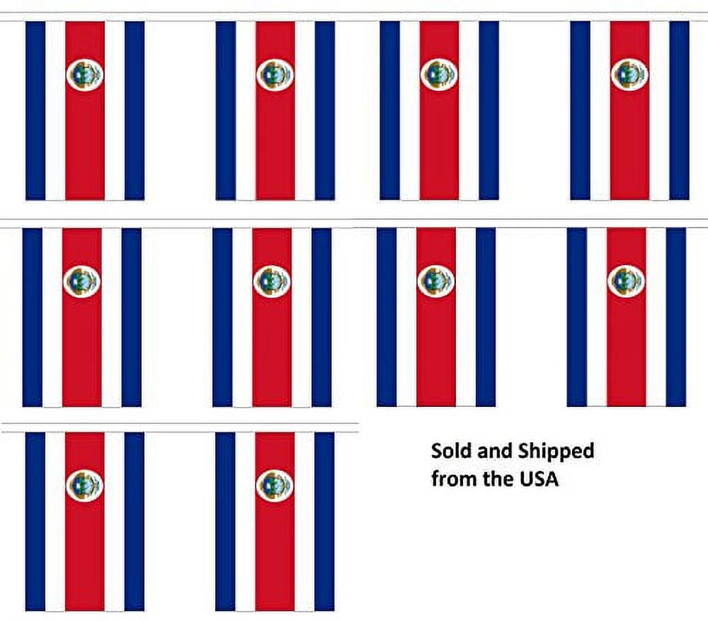 30' Costa Rica String Flag Party Bunting Has 30' Costa Rican 6"x9 ...
