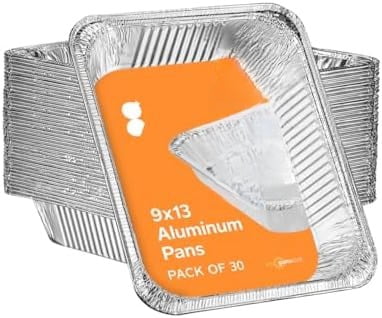 [30 Count 9x13 Inch Aluminum Pans, Half Size Deep Steam Foil Pans ...