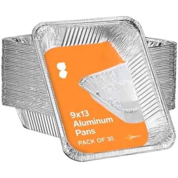 [30 Count 9x13 Inch Aluminum Pans, Half Size Deep Steam Foil Pans ...