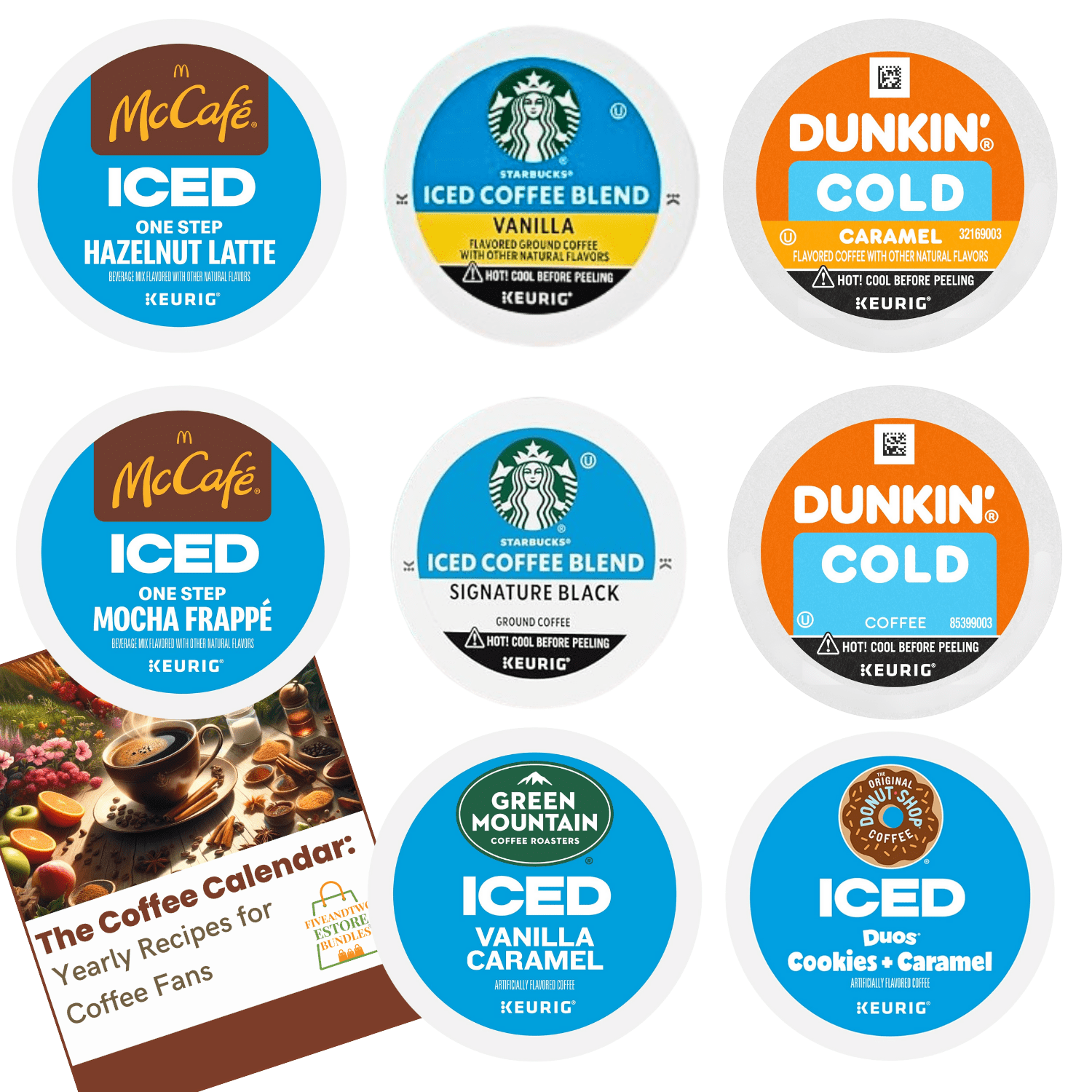 30-Count Cold Brew& Iced Coffee K-Cup Pods Variety Pack: Starbucks, McCafe, Dunkin, Green ...