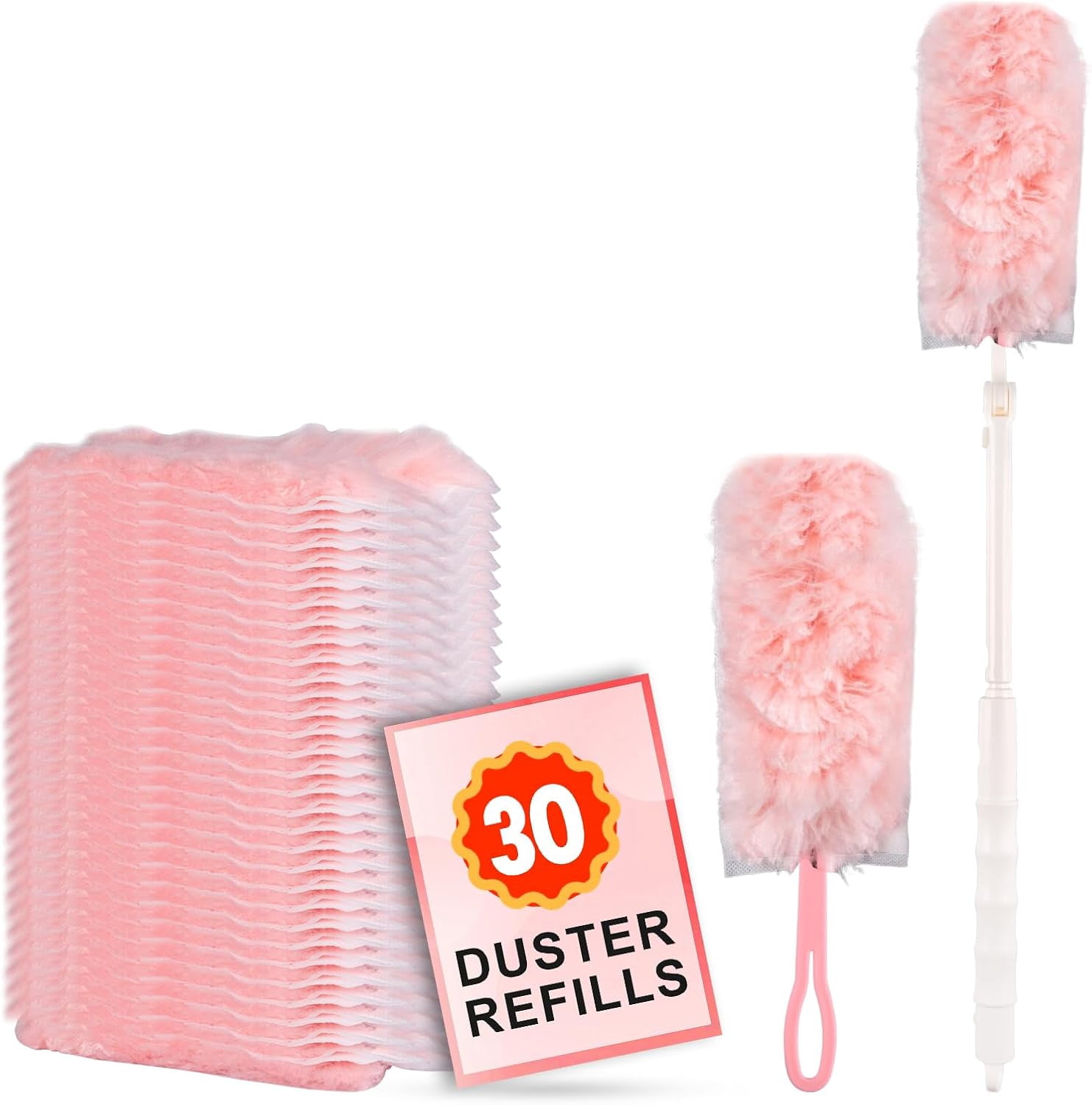 30 Count Duster Refill kit, Dust Cleaning Supplies with Extension Pole ...