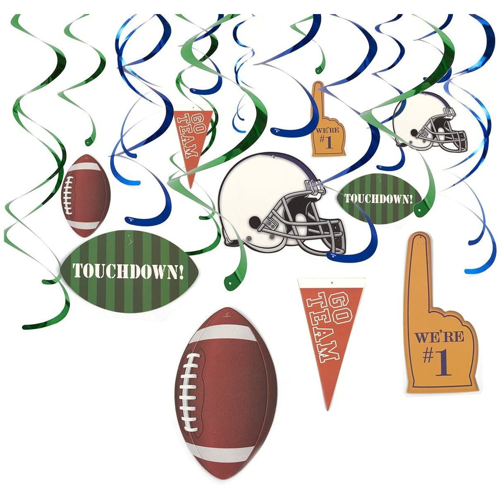 30-Count Hanging Decorations - Football Party Supplies, Hanging Whirl ...