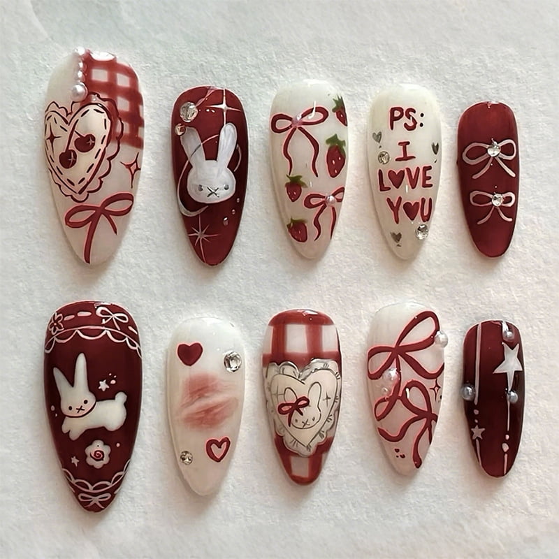30-Count Ins-Style Handmade Press On Nails | Cute Acrylic Nails for a ...