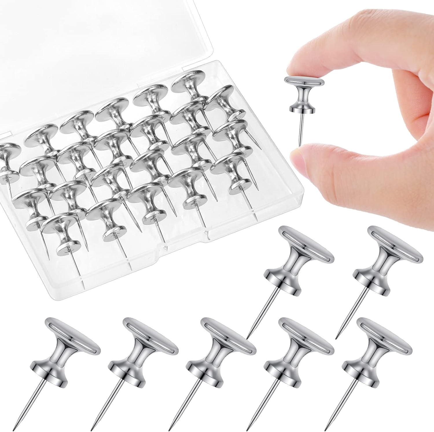 30 Count Jumbo Metal Push Pins 1.14 Inch, Giant Thumb Tacks for Wall ...