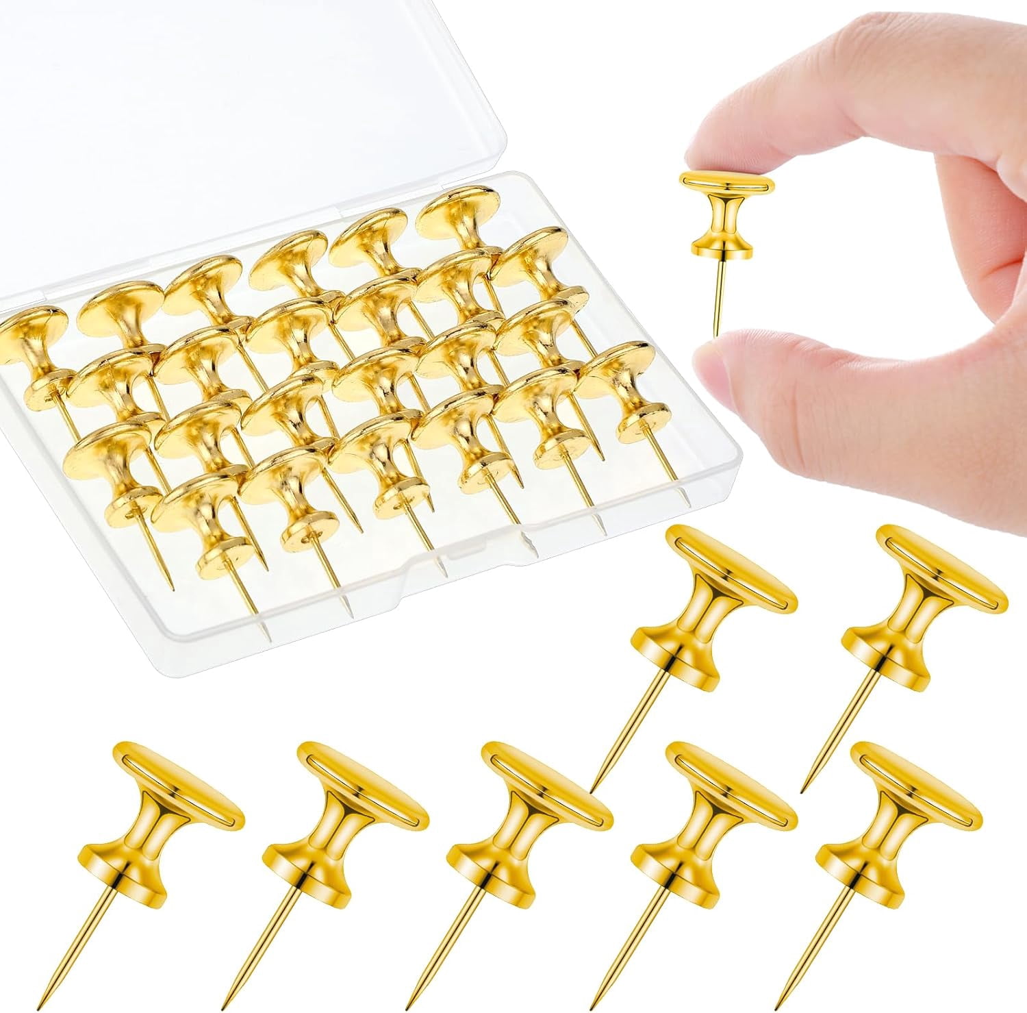 30 Count Jumbo Metal Push Pins 1.14 Inch Gold Giant Thumb Tacks for ...
