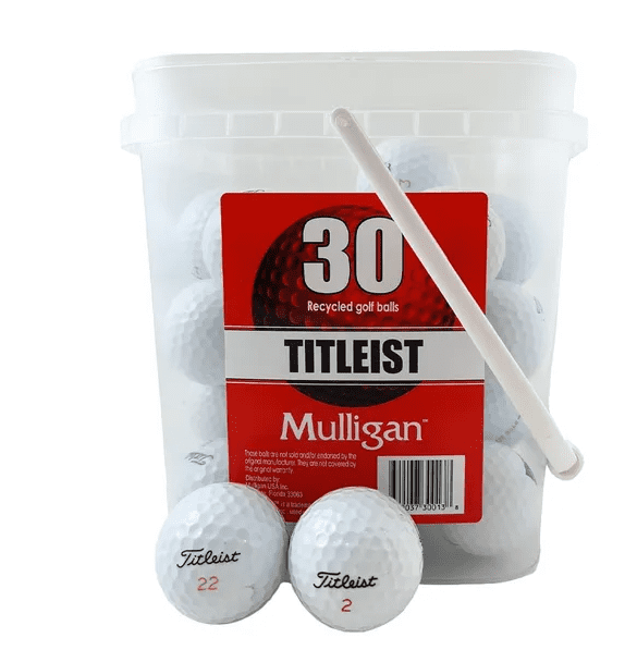 30 Count White Recycled Golf Balls – Mixed Models with Reusable Bucket ...