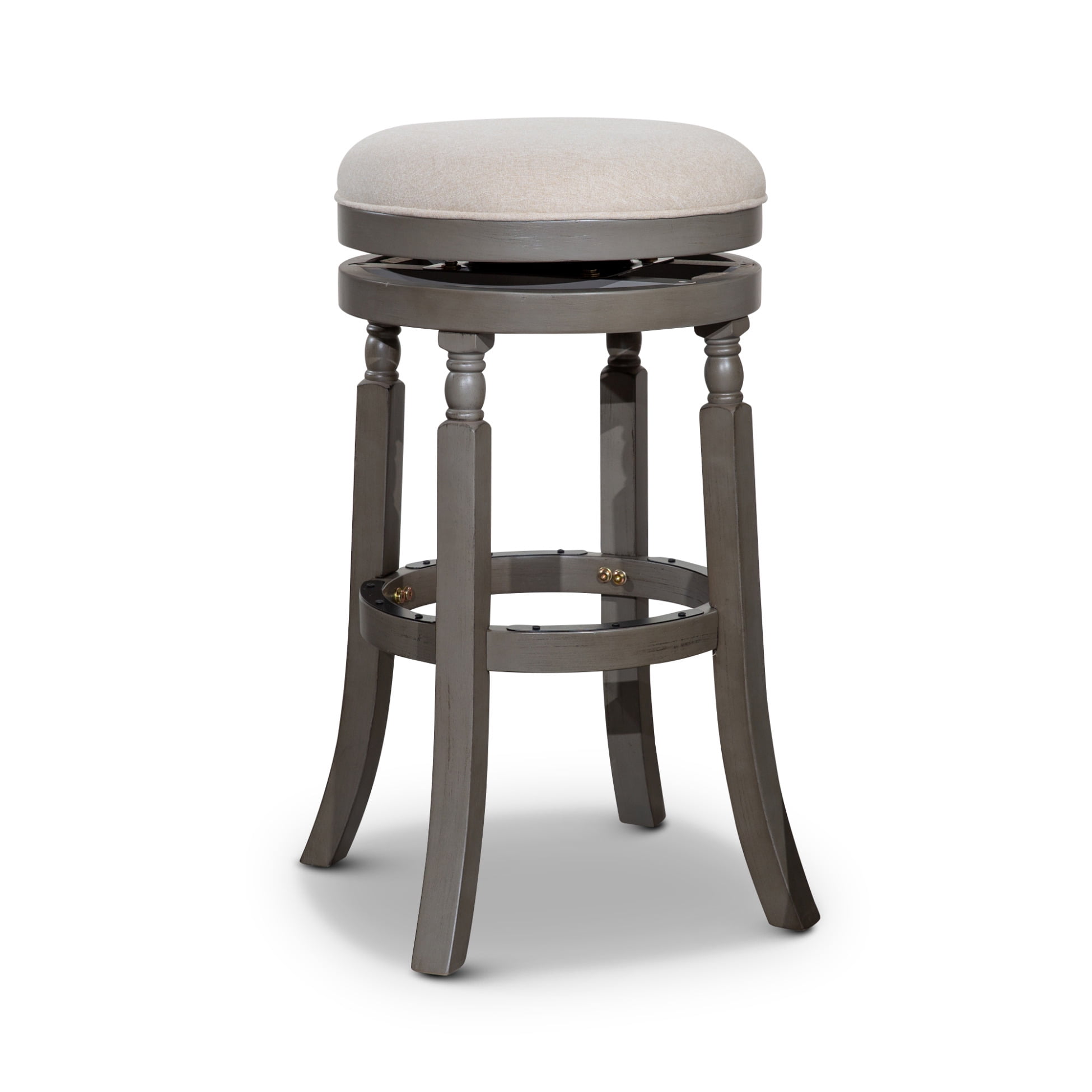 30" Counter Stool with 360° Swivel, Upholstered Barstool with Footrest ...