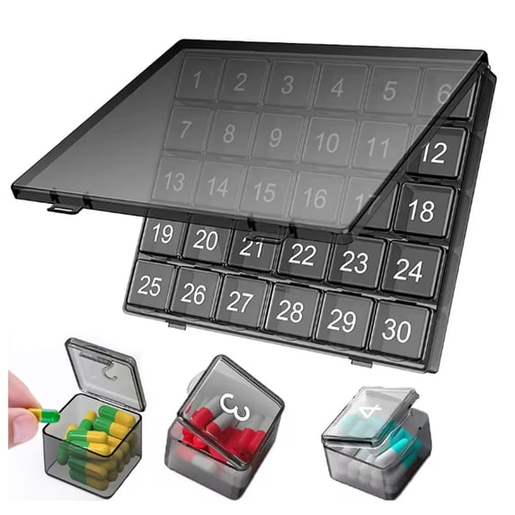 30-Day Pill Box Monthly Organizer with Large Compartments for Vitamins ...