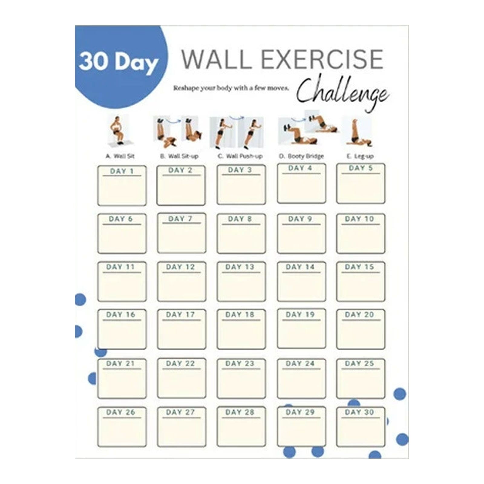 30 Day Wall Workout Poster Wall Home Fitness Poster Painting Posters ...