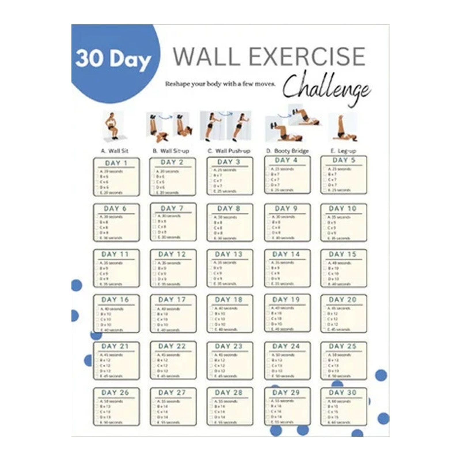 30 Day Wall Workout Poster Wall Home Fitness Poster Painting Posters ...
