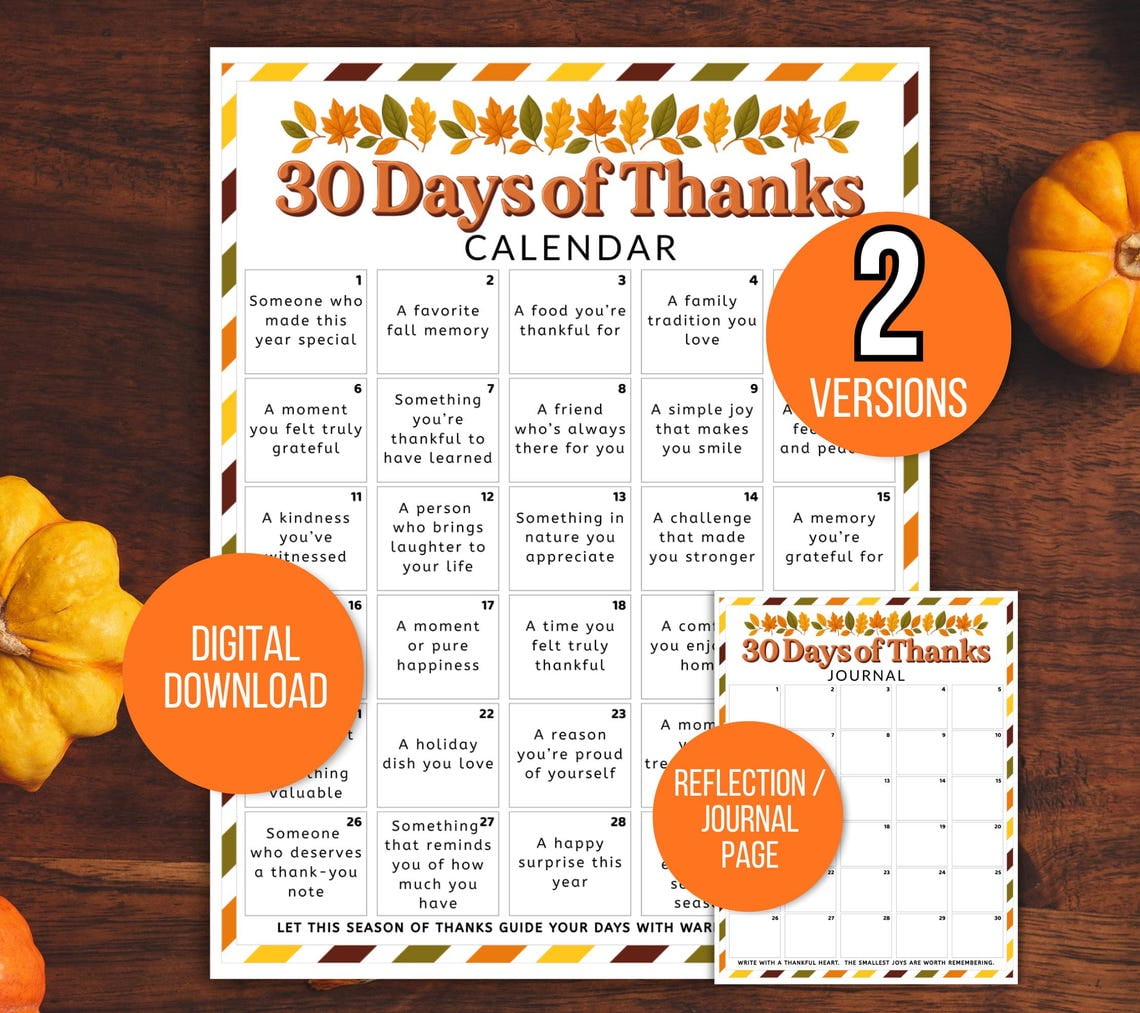 30 Days of Gratitude Challenge, Thanksgiving Challenge, Gratitude ...