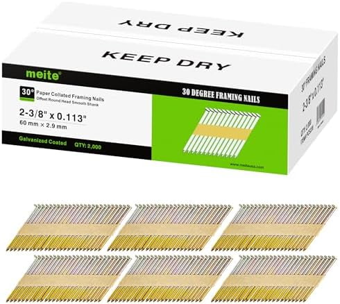 30 Degree Framing Nails 2-3/8 Inch x .113 Inch, Galvanized Coated ...