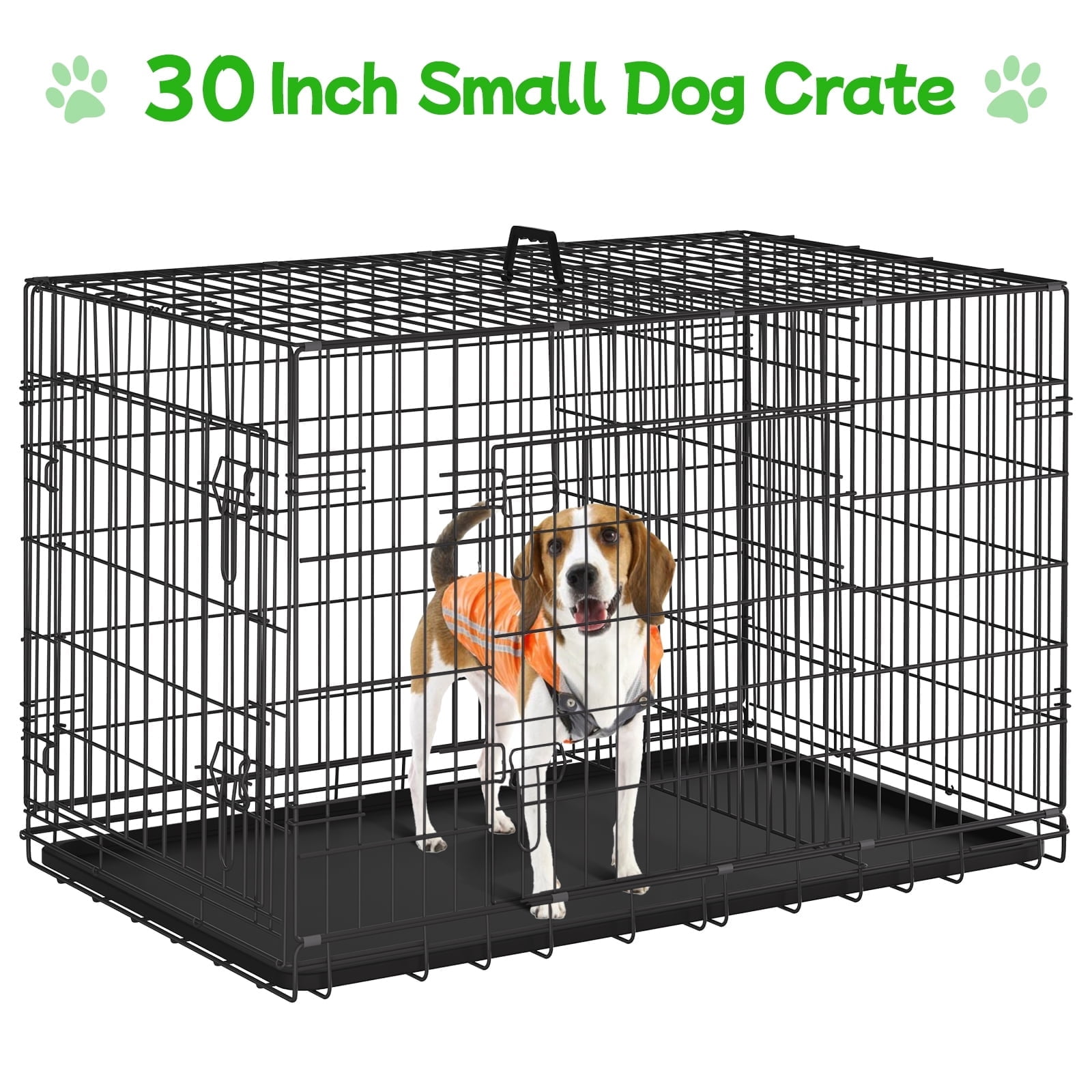 30" Dog Crate Small Dog Cage Folding Dog Kennel for Small Dogs Metal ...